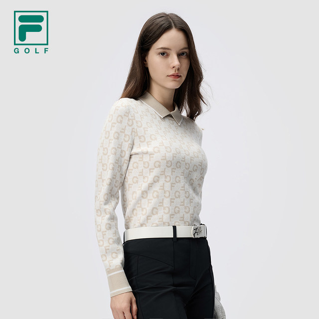 FILA official women's golf knitted sweater 2024 winter new sports basic ...