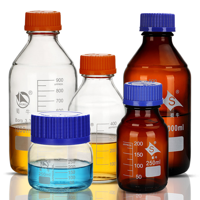 Shu Niu Blue Cap Reagent Bottle Transparent Silk Mouth Bottle Screw ...