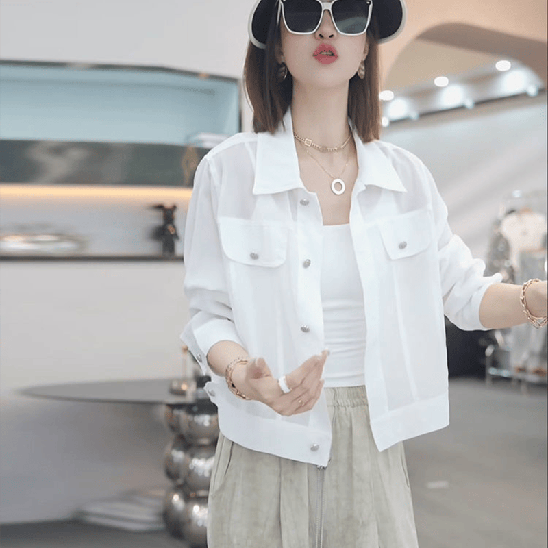 2024 white long-sleeved shirt for women with niche French style high ...