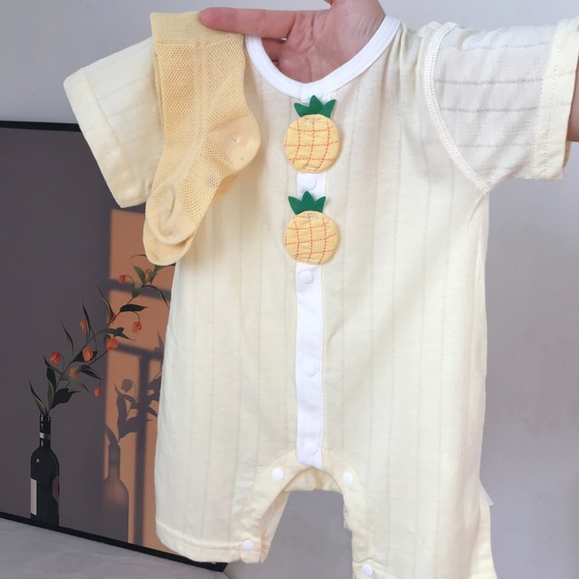 Summer thin baby jumpsuit baby breathable cotton boneless baby shorts ...