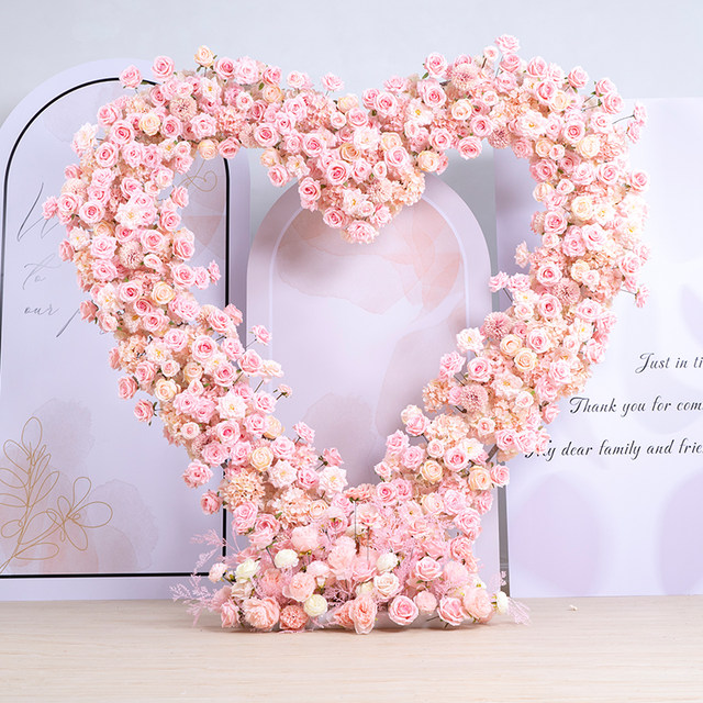 Wedding proposal stage background decorative love flower arch ...