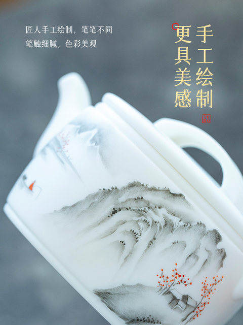 Yuquan Longmen high-end hand-painted mutton-fat jade white porcelain ...
