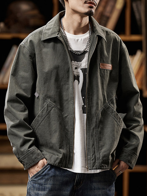 Detroit work jacket men's spring and autumn style 2025 new American ...