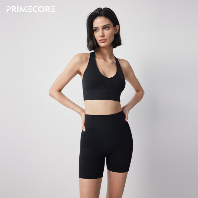 PRIMECORE women's sports bra seamless series v-neck yoga shorts and trousers suit shockproof running