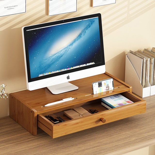 Desktop computer monitor elevated screen neck pad height base bracket ...