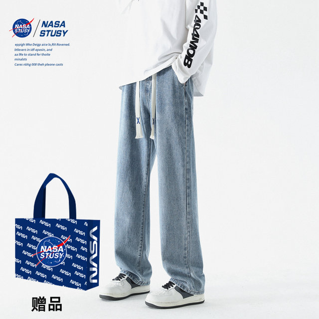 NASA spring and autumn trendy brand couple retro straight trousers ...