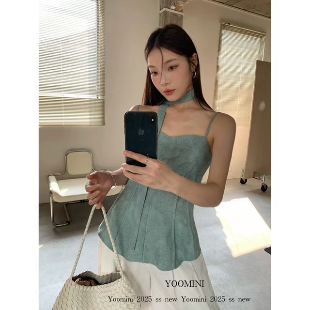 2025 summer new French chic waistless sleeveless high-end inner wear ...