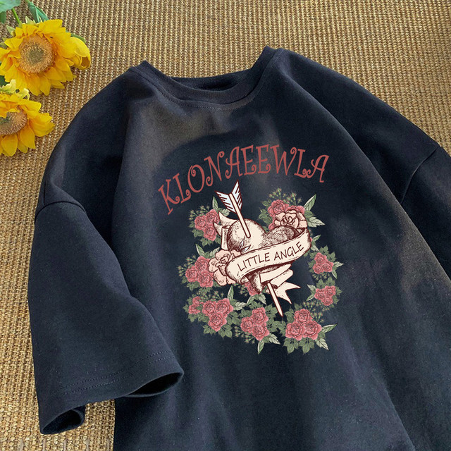 Guo Chao pure cotton T -shirt design sense little angel rose short ...