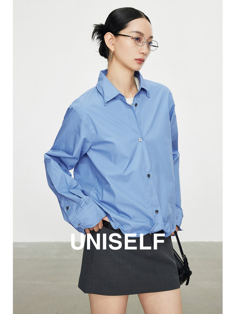Uniself Stylish Twist Shirt for Women 2025 Autumn Versatile Fashion ...