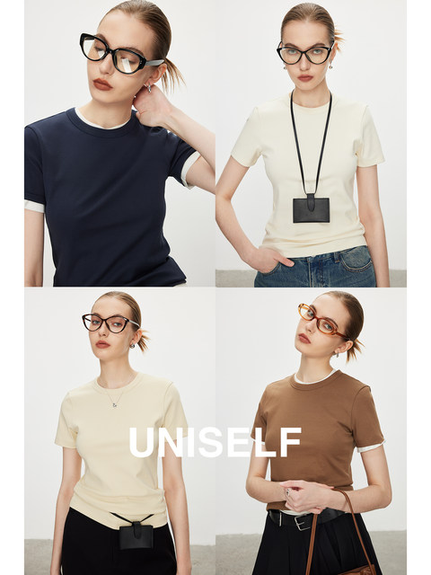 UNISELF high-density cotton round neck T-shirt top for women 2025 ...