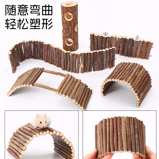 Hamster fence apple branches toy tree cave climb ladder arch bridge ...