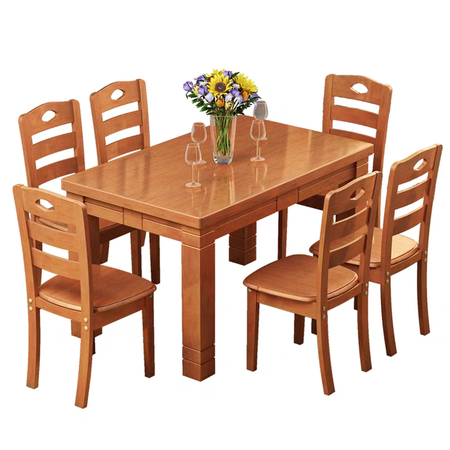 Solid wood dining table rectangular dining table hotel restaurant ...