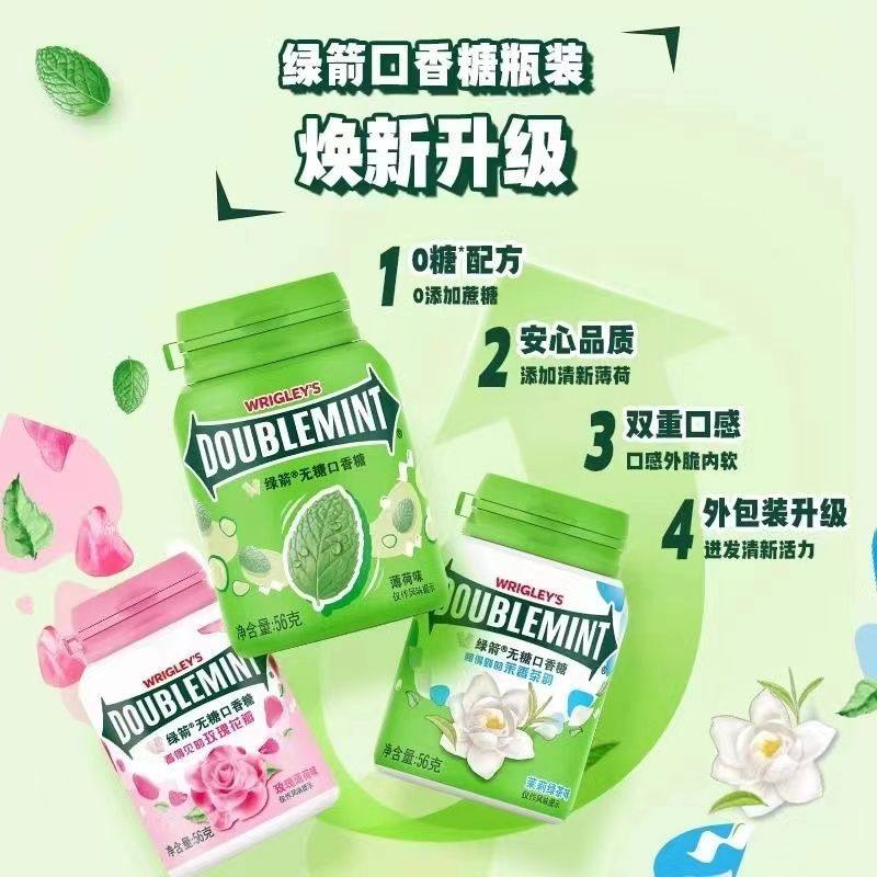 Wrigley's Doublemint Green Arrow Sugar-Free Chewing Gum - Rose Mint ...