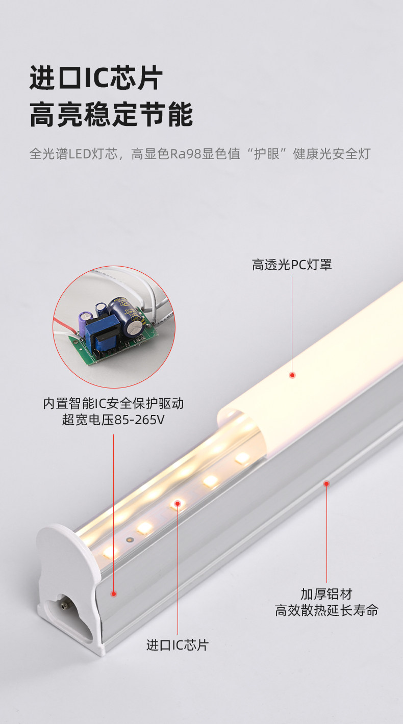 Люмінесцентна лампа - Лампа Т5 [захист очей ra98] біле світло, 0,3 | Женю