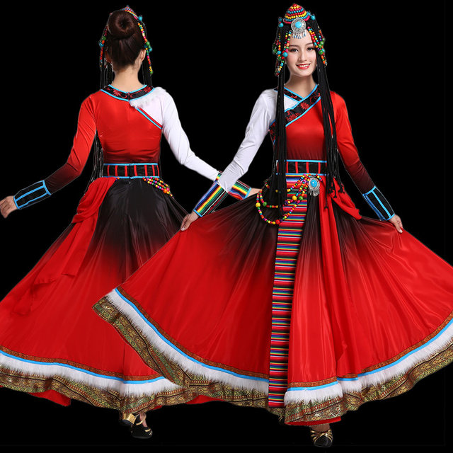 New Tibetan costumes for women, water sleeves, dance performance costumes, Tibetan swing skirts ...