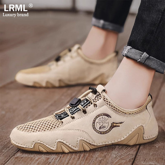 Genuine leather casual net shoes for men in summer new style authentic ...