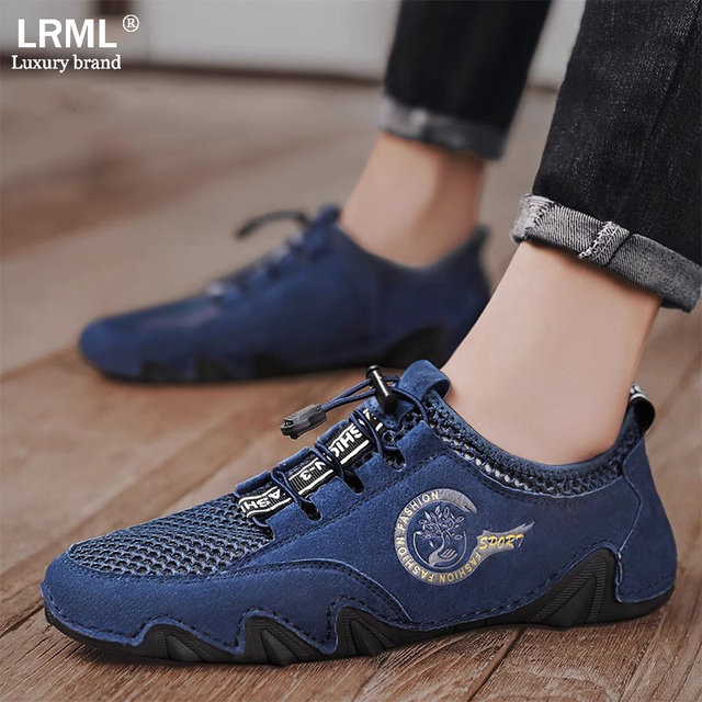 Genuine leather casual net shoes for men in summer new style authentic ...
