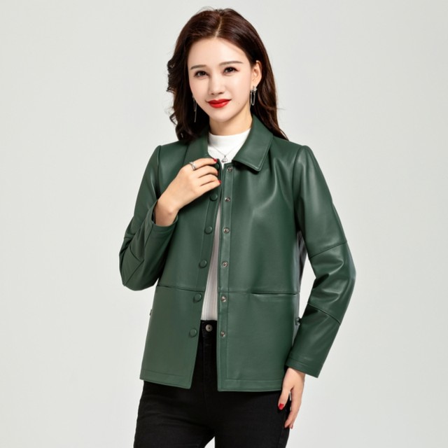 2024 Fang Ling Simple leather leather jacket women's spring, autumn and ...