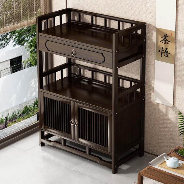Storage rack household storage cabinet Chinese tea room tea set storage ...