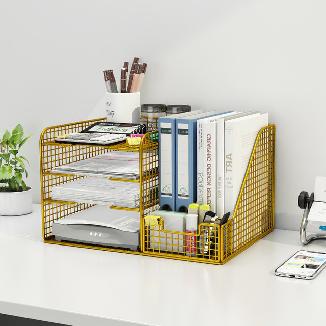 Desktop storage rack multi-layer office desk layered desk storage rack ...
