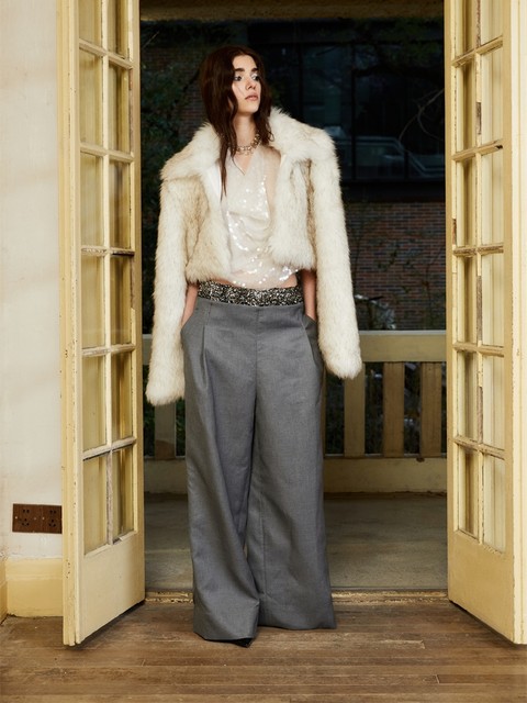 DOM JAM White sequin beads swaying neck halter top DOMJAM