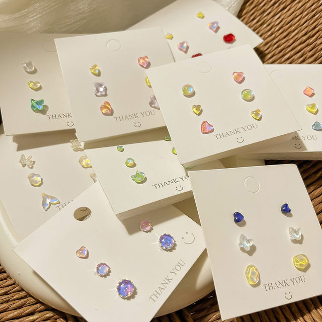 Summer colorful small stone earrings for women, high-end summer cool ...