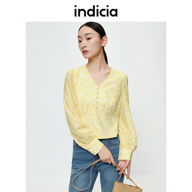 indicia mark mall design floral V-neck spring and summer shirt top ...