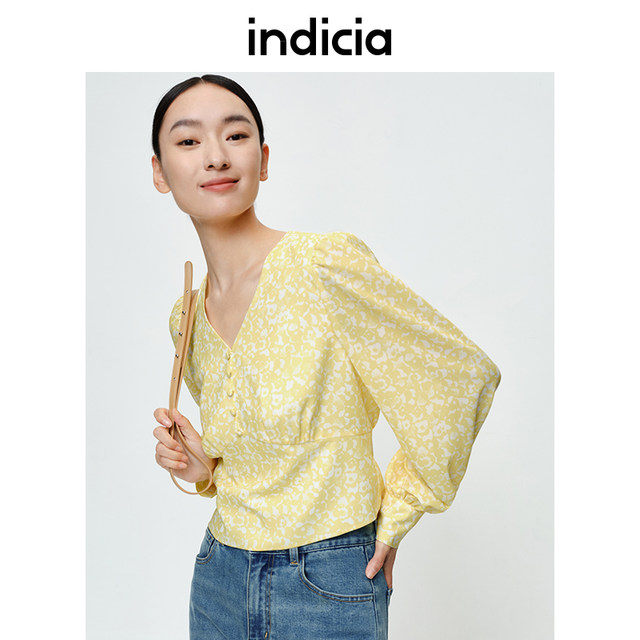 indicia mark mall design floral V-neck spring and summer shirt top ...