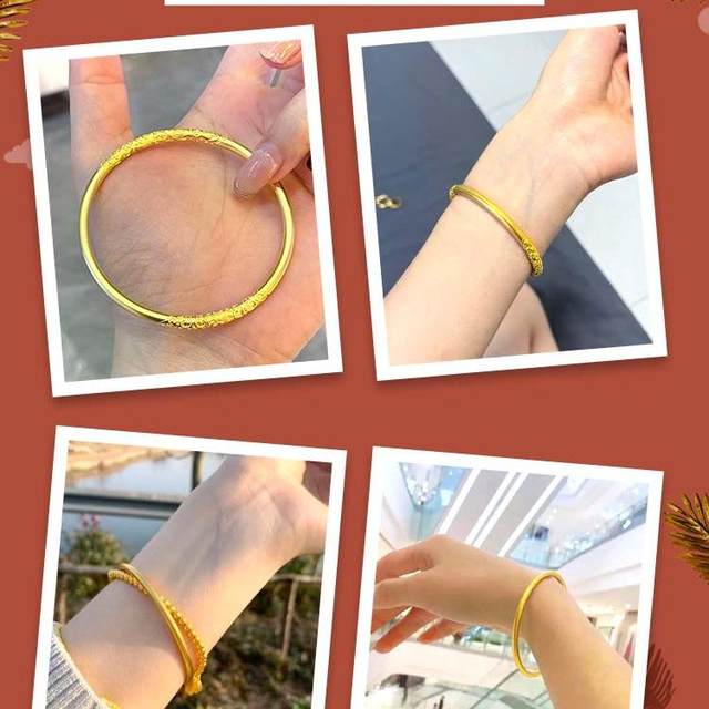 Pure gold-wrapped silver bracelet for women, plain ring, ancient method ...