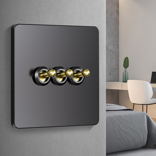 Han King matte frosted black wall switch panel lever retro switch ...