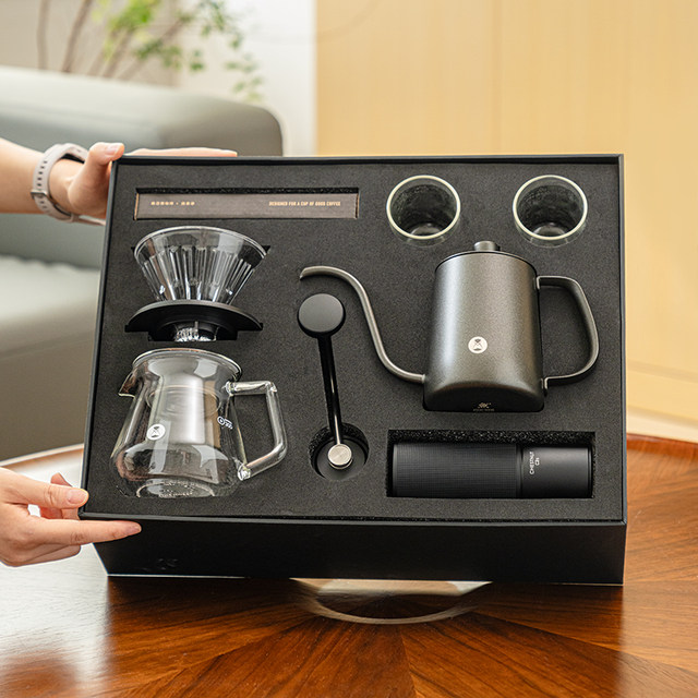 Timo full hand hand -made coffee pot set gift box hand -grinding coffee ...
