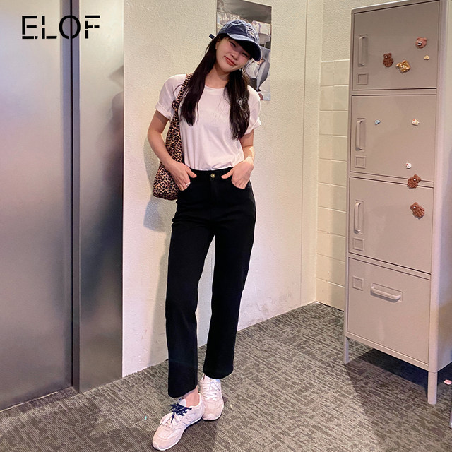 ELOF straight jeans for women 2024 summer new thin white high-waist ...