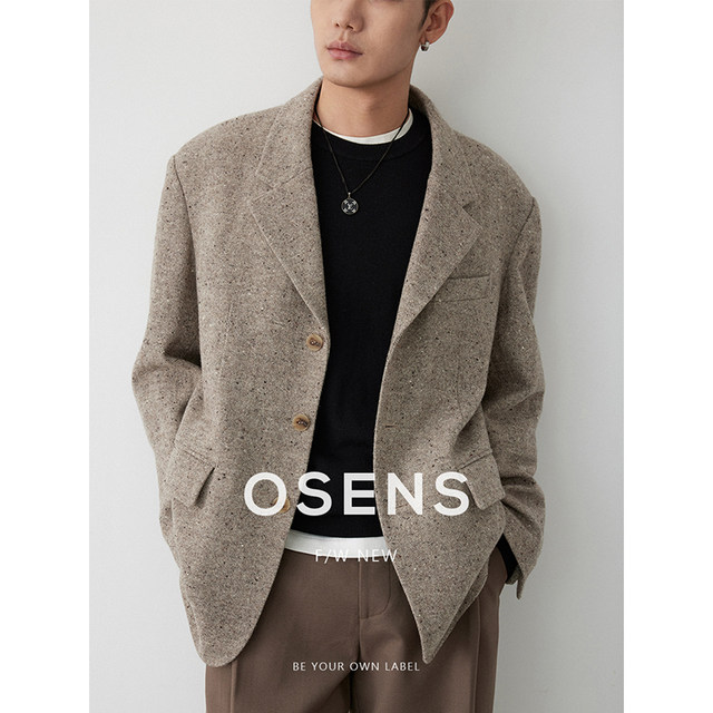 OSENS heavy wool colorful dot yarn tweed shoulder pad suit Italian ...