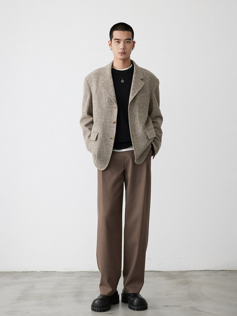 OSENS heavy wool colorful dot yarn tweed shoulder pad suit Italian ...