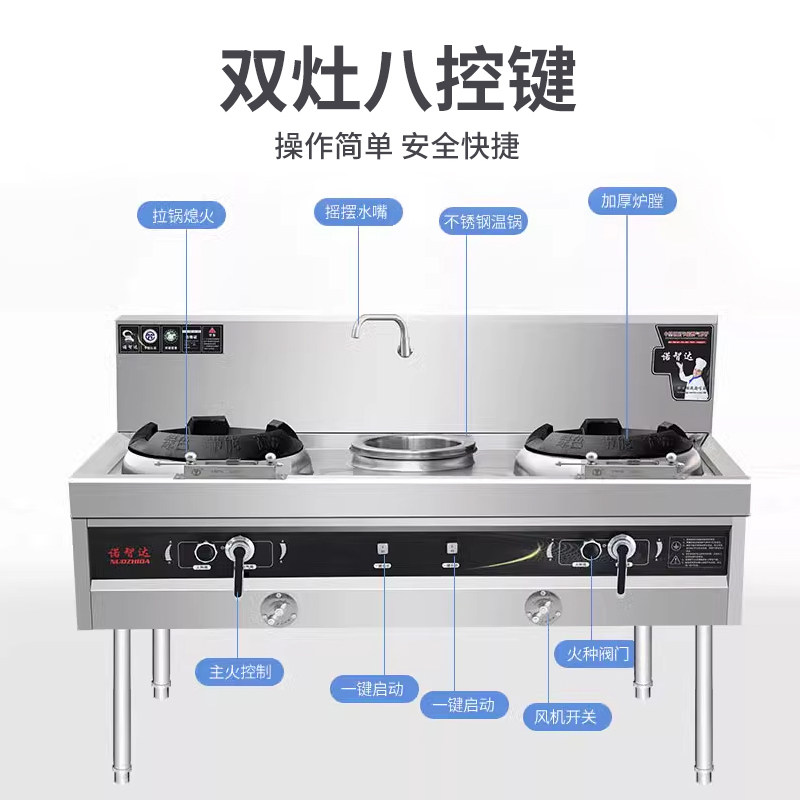 Commercial Energy-Saving High-Fire Stove with Fan - Stainless Steel ...
