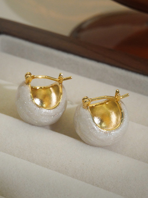 Simple glaze drop ear button for women's sterling silver fashion ...