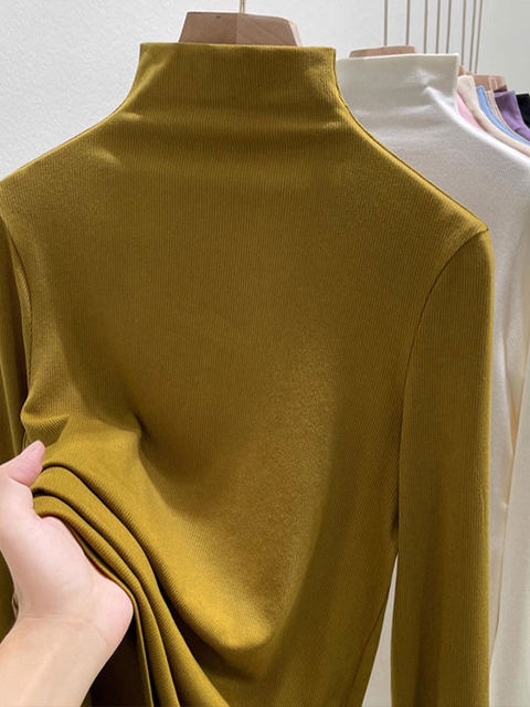 Threaded half-high neck modal base shirt for women in autumn and winter ...