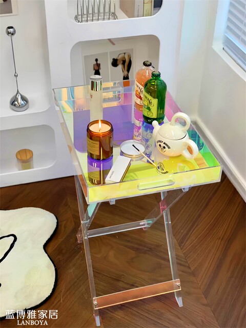 Acrylic colorful folding table modern simple small apartment side table ...