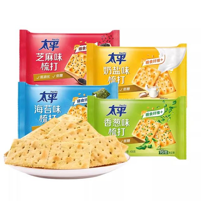 Taiping soda biscuits 400g bagged chives milk salt seaweed low sugar ...