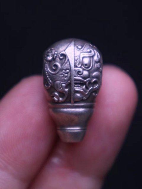 S925 sterling silver cultural toy original Pixiu animal face auspicious ...
