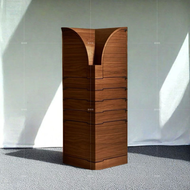 Italian walnut high cabinet creative designer corner cabinet high-end ...