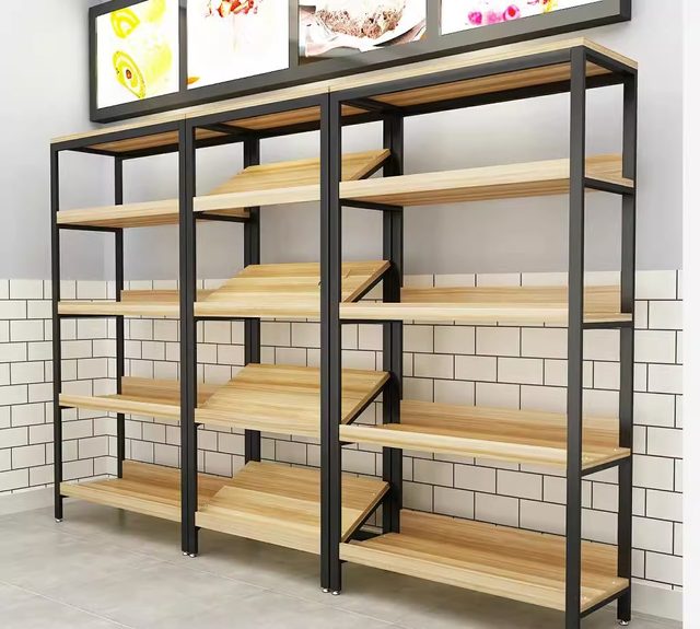 Shelves, racks, sample display cabinets, sloped fruit snack racks ...