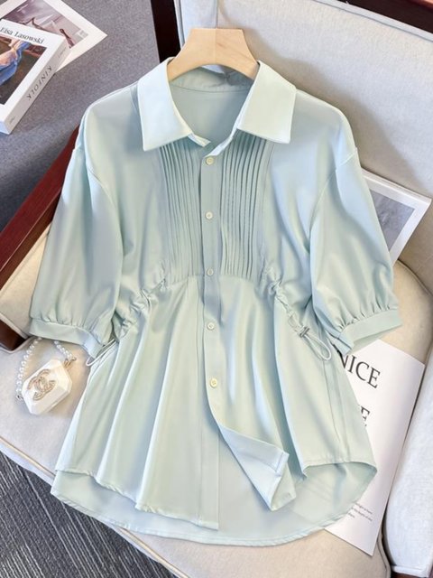 Plus Size Women's Summer French Waist-Cinching Right-Shoulder Chiffon ...