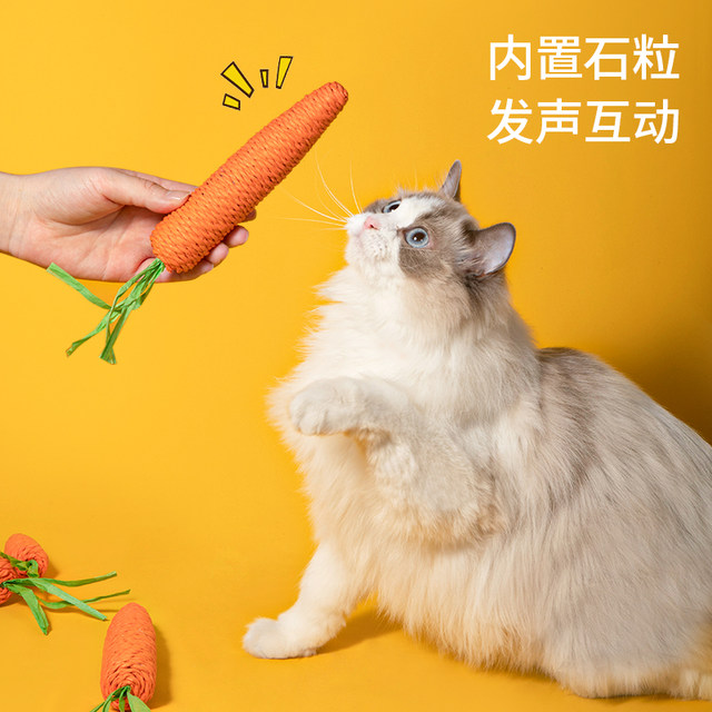 Cute cat toys that make sounds, carrots and cat sticks that are ...