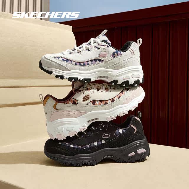 Skechers official outlets winter women's shoes checkerboard bear panda ...