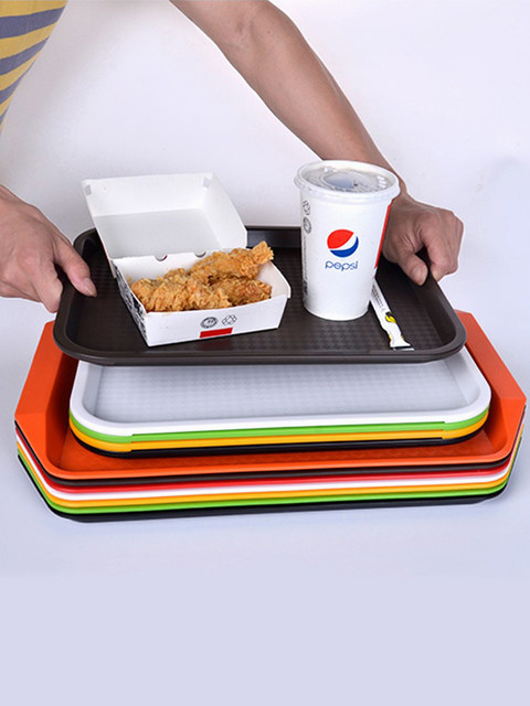 Plastic tray rectangular commercial catering fast food double-ear non ...