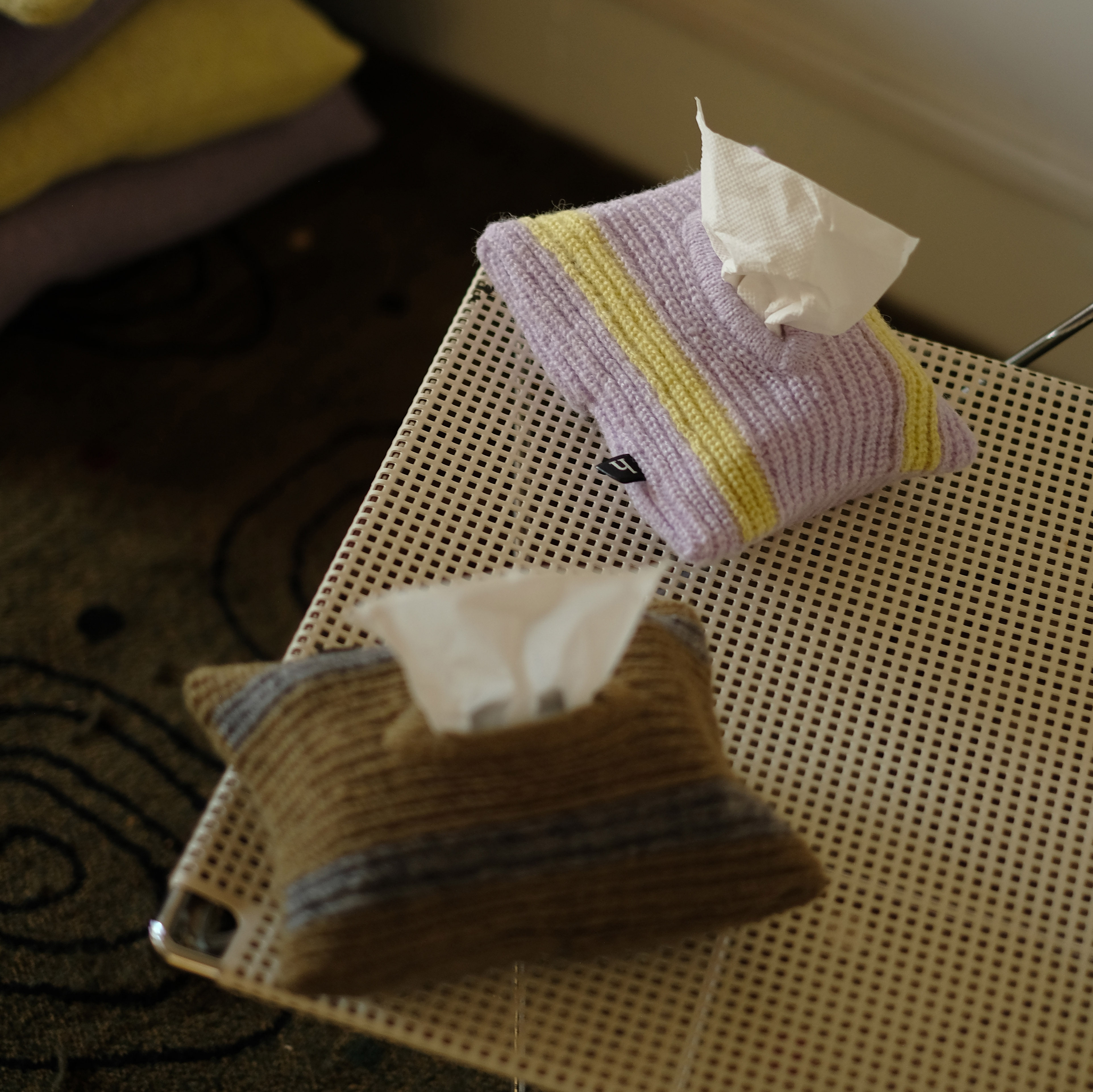 Wool Striped Tissue Box Cover - Herz Original Design