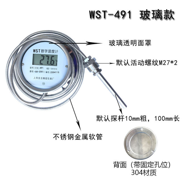 Shanghai Jinlong digital display thermometer WST491 with probe, acid ...