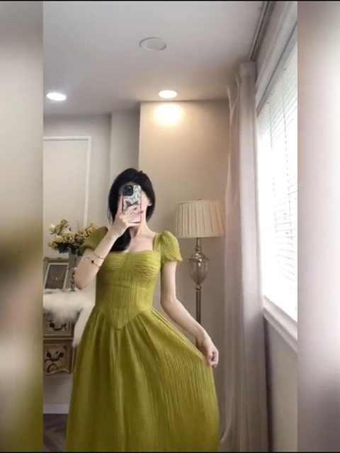 Coffee break French style high-end niche design long skirt with waist ...