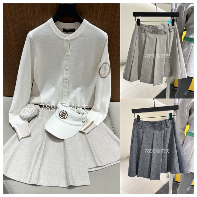 Women's 24 Autumn GFORE Golf Wear Irregular Large Pleated Skirt Short ...